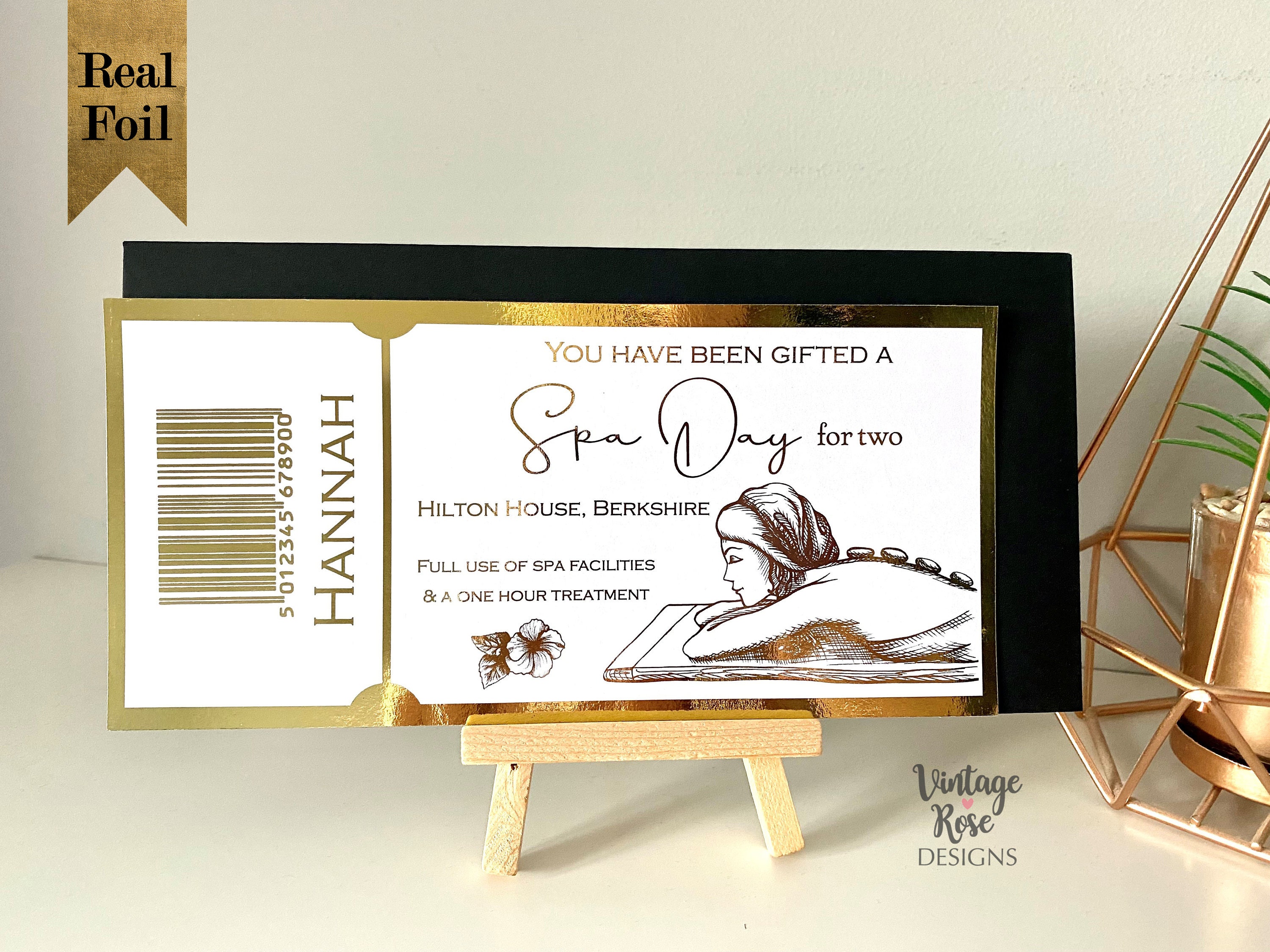 Personalised Gift Voucher Spa Day Voucher Foiled Fake - Etsy UK