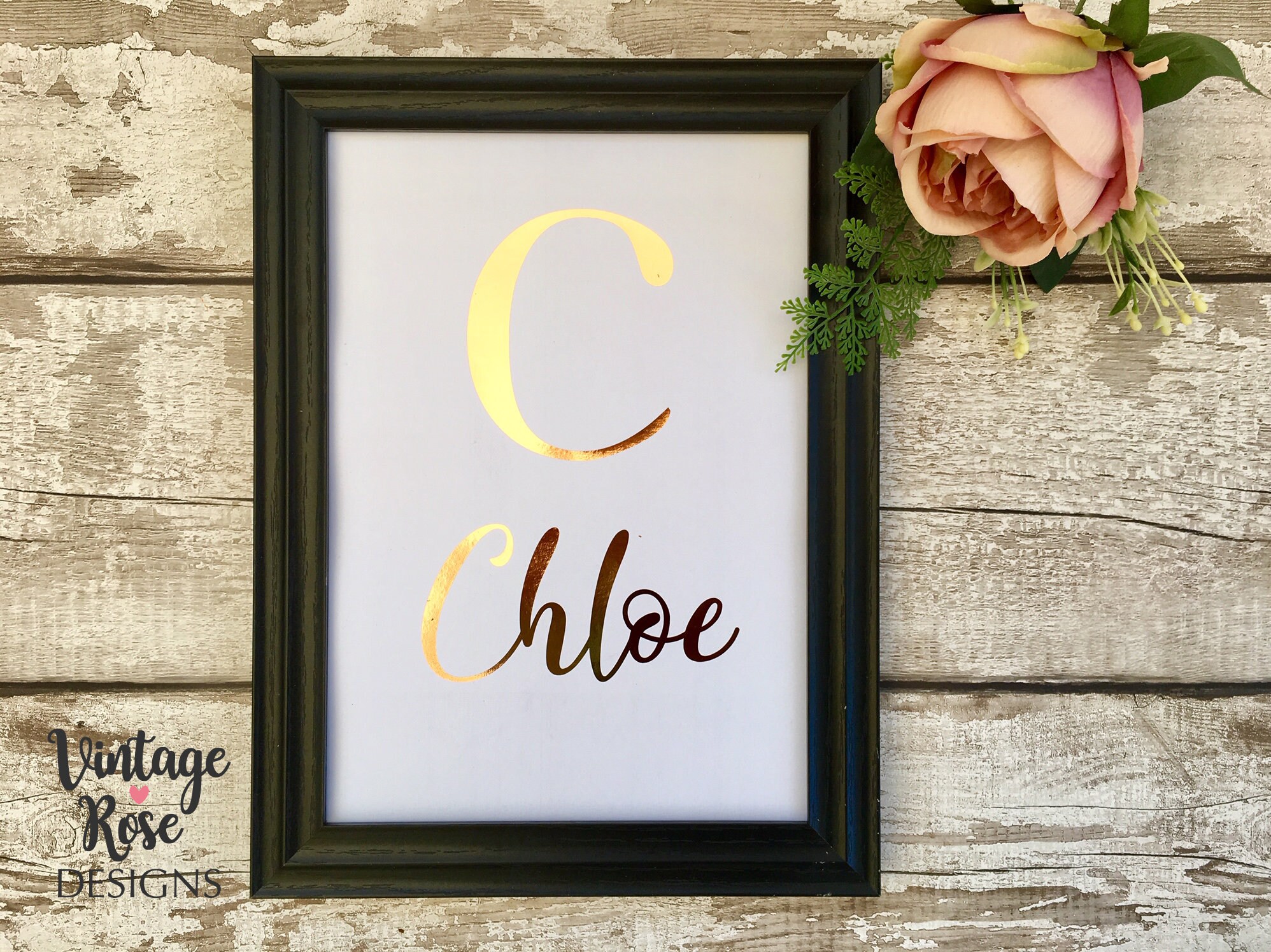 Personalised Name Print, Rose Gold, Initial Name Wall Print, Name ...