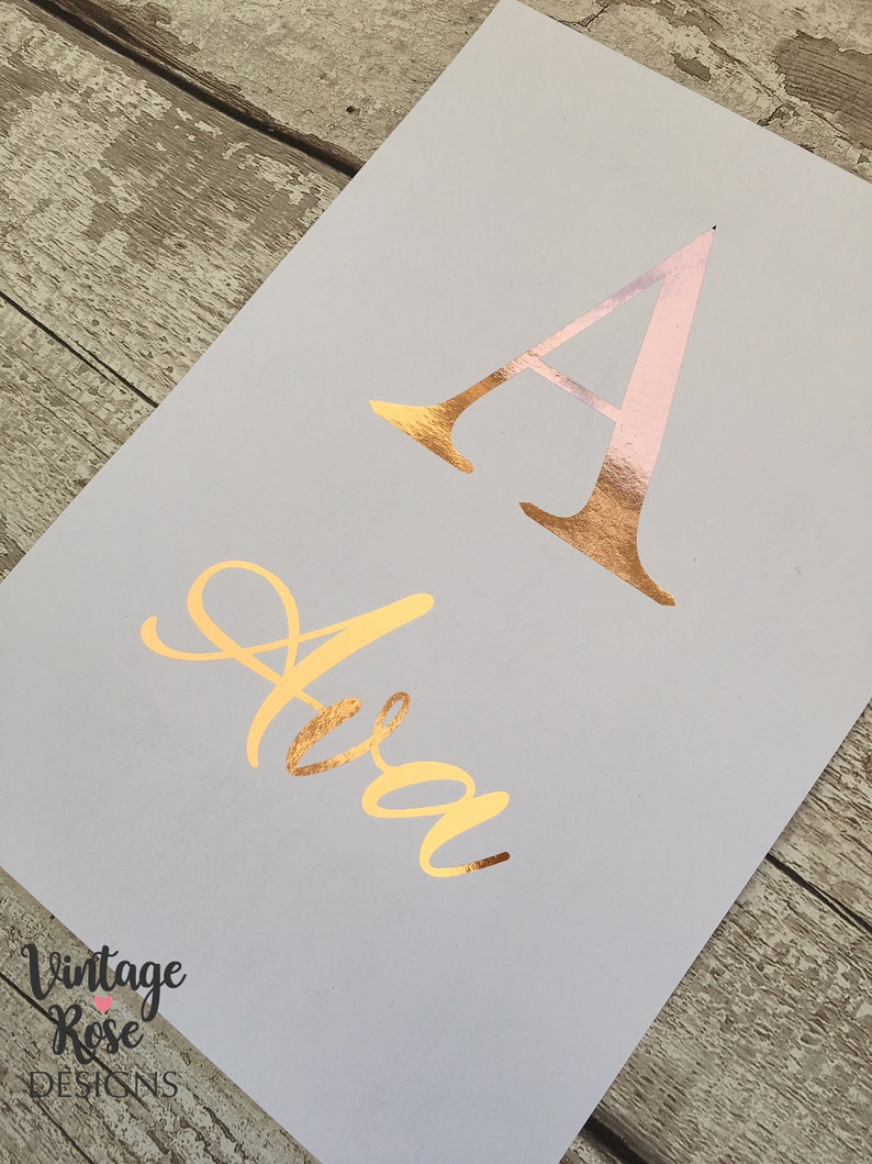 Personalised Name Print, Rose Gold, Initial Name Wall Print, Name ...
