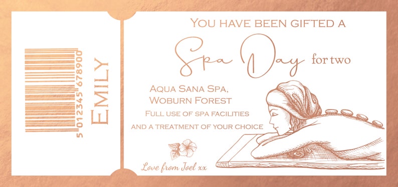 Printable Ticket Spa Experience Gift Digital Ticket Digital - Etsy