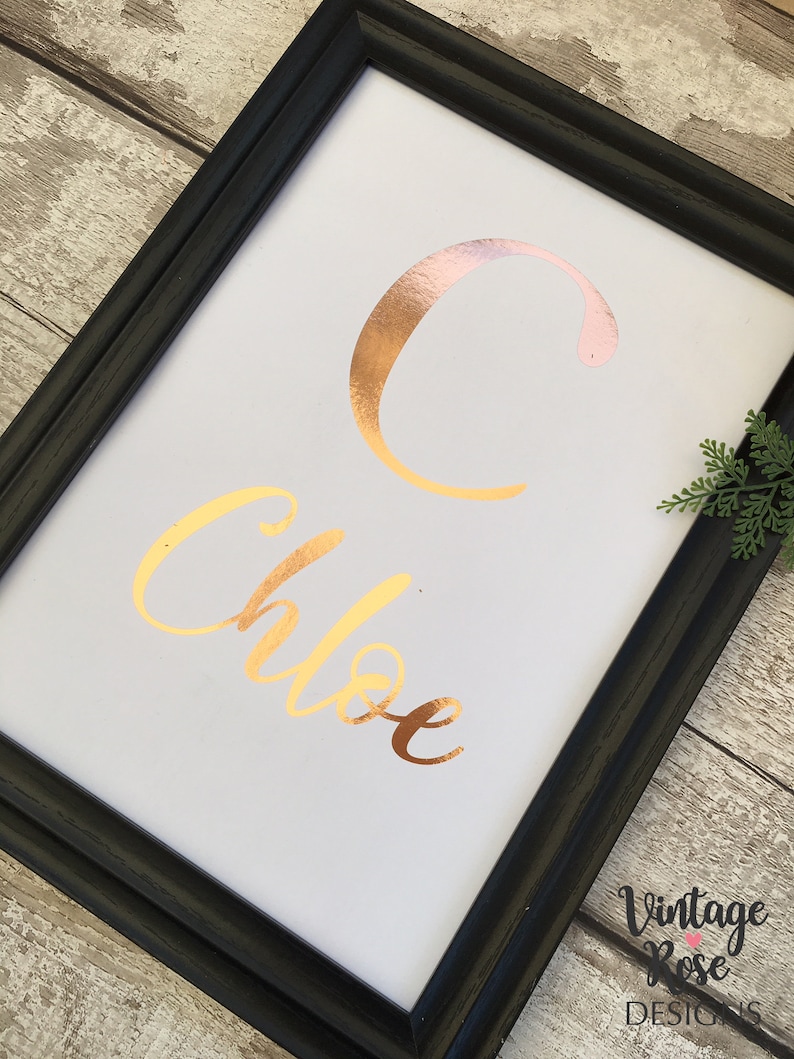 Personalised Name Print, Rose Gold, Initial Name Wall Print, Name ...