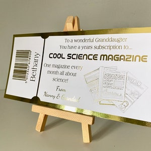 Personalised Magazine Subscription Voucher, Magazine Voucher, Foiled ...