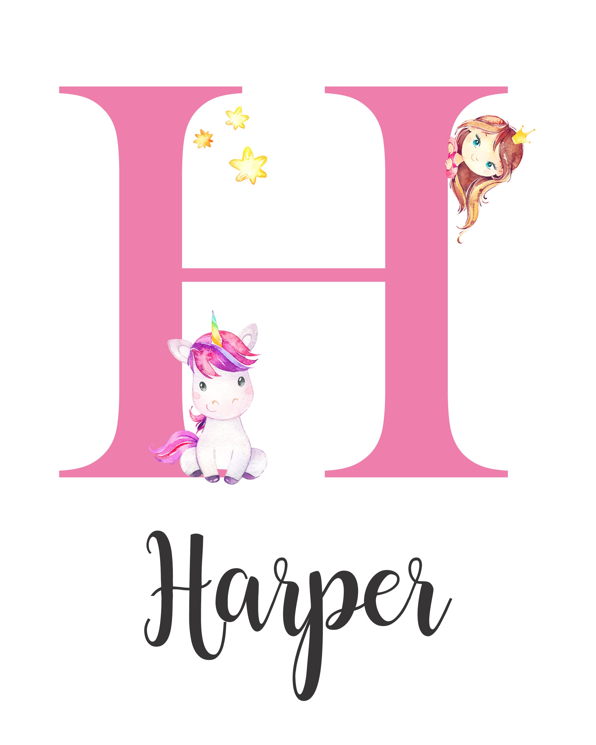 Set of Prints, Rainbow Unicorn Wall Art, Girls Unicorn Gift, Set of ...