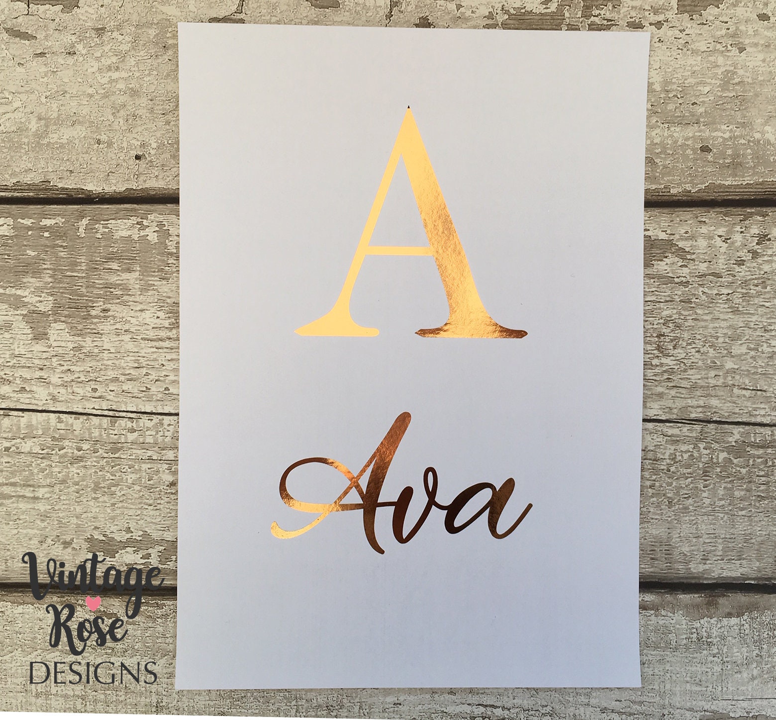 Personalised Name Print, Rose Gold, Initial Name Wall Print, Name ...