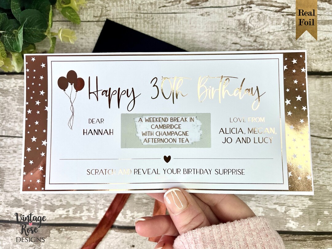 Scratch off Voucher Scratch Card Foil Ticket, Birthday Voucher ...