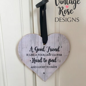 Friendship Quote Hanging Heart, Gift for a Friend, Rustic Shabby Chic ...