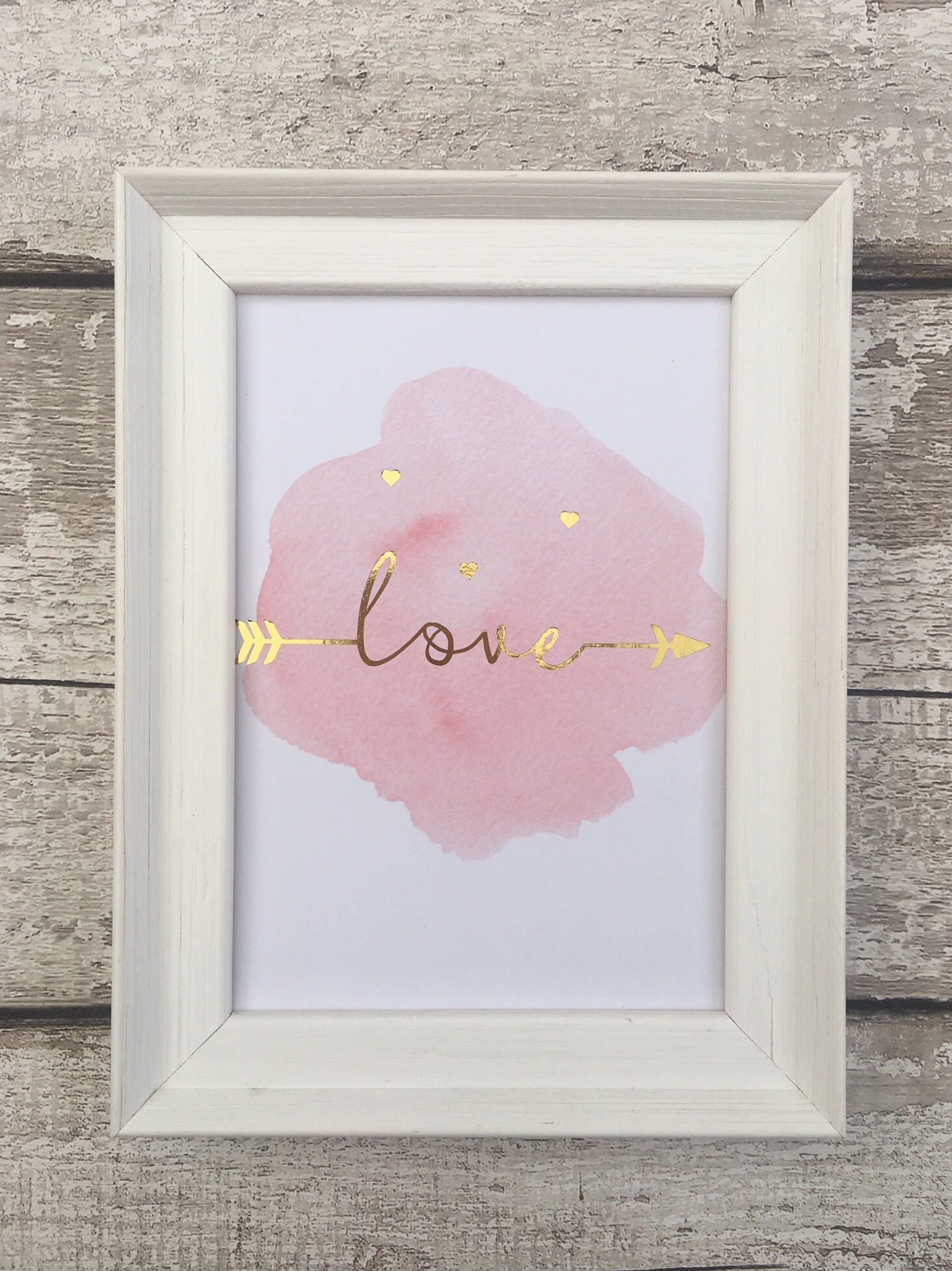 Love Rose Gold Print Watercolour Pink Splash Hearts Gallery | Etsy UK