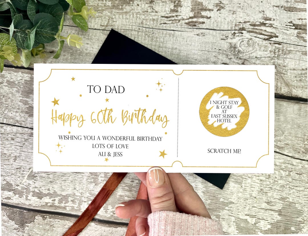 60th Birthday Scratch Card | Milestone Birthday Voucher | Personalised ...
