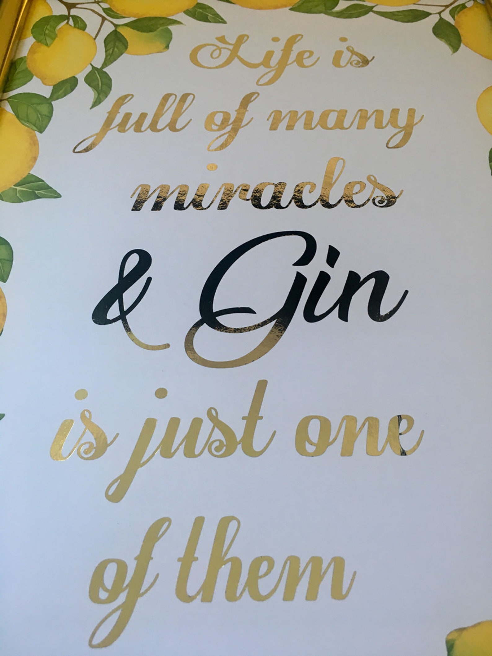 Gin Quote Gold Foil Print, Gin Gift, Gin and Tonic Sign, Kitchen ...