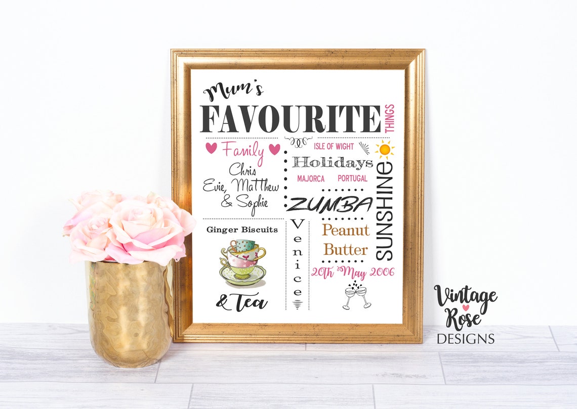 Personalised Mum Gift Mothers Day Print Art Mum's | Etsy