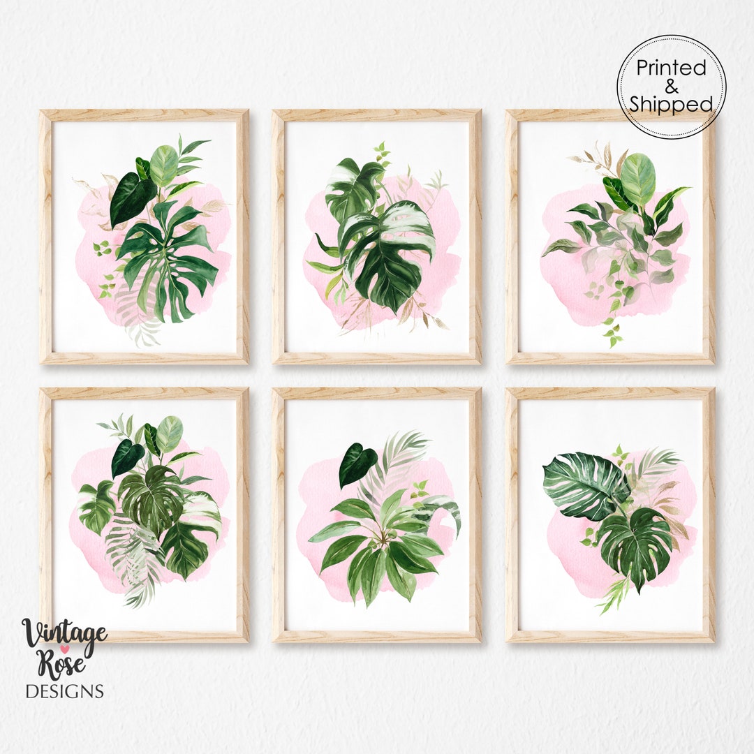 Tropical Leaf Print Pink And Green Leaves Botanical Prints Tropical