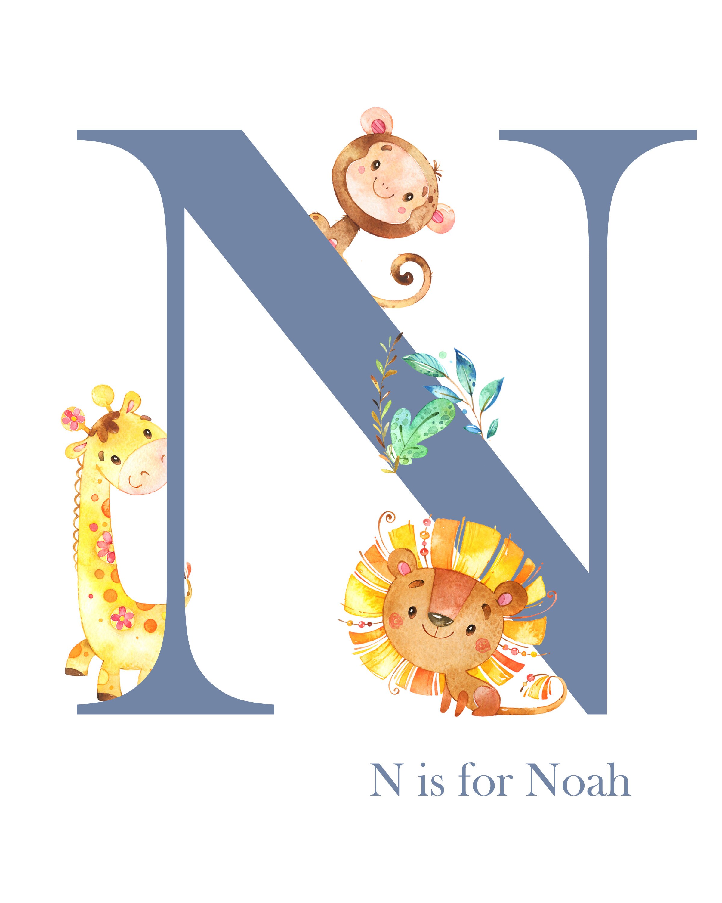 Safari Nursery Decor Jungle Animal Prints Personalised Name | Etsy