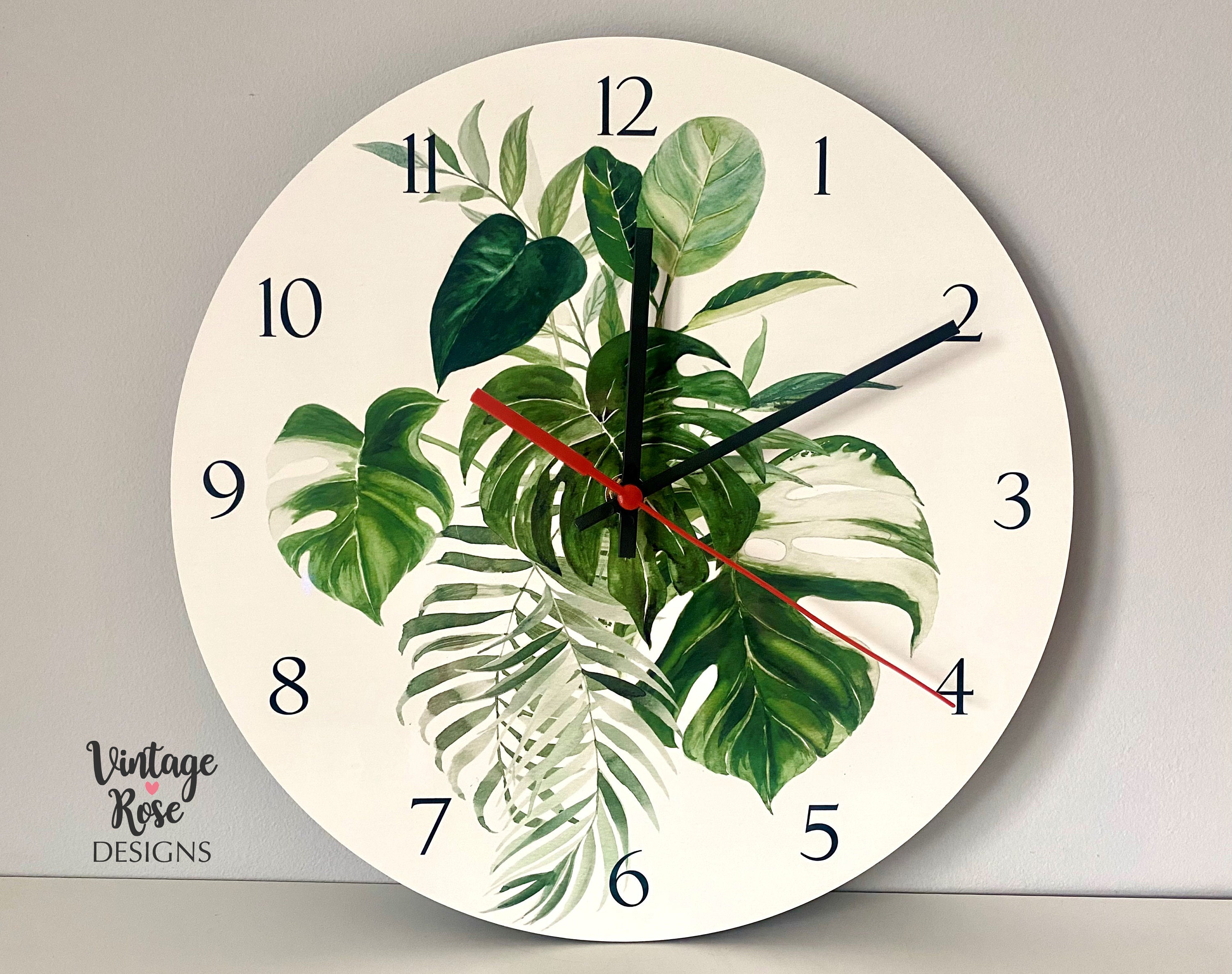 Tropical Leaf Decor Tropical Leaves Clock Green Leaves - Etsy UK