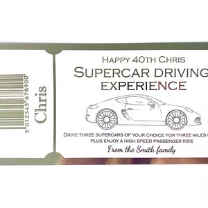 Car Driving Experience Voucher, Personalised Gift Voucher, Supercar ...