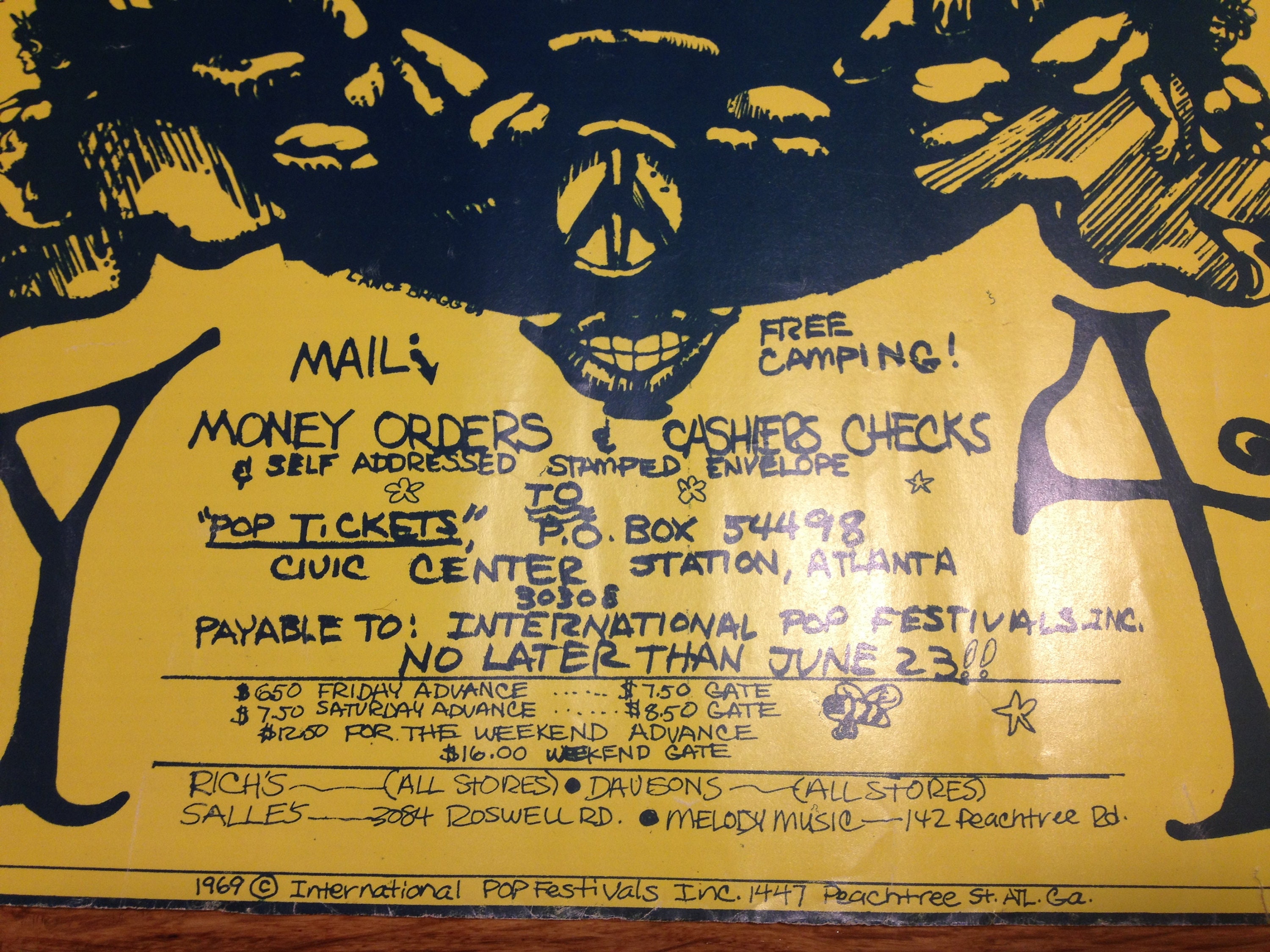 1969 Atlanta International Pop Festival Poster-vintage - Etsy