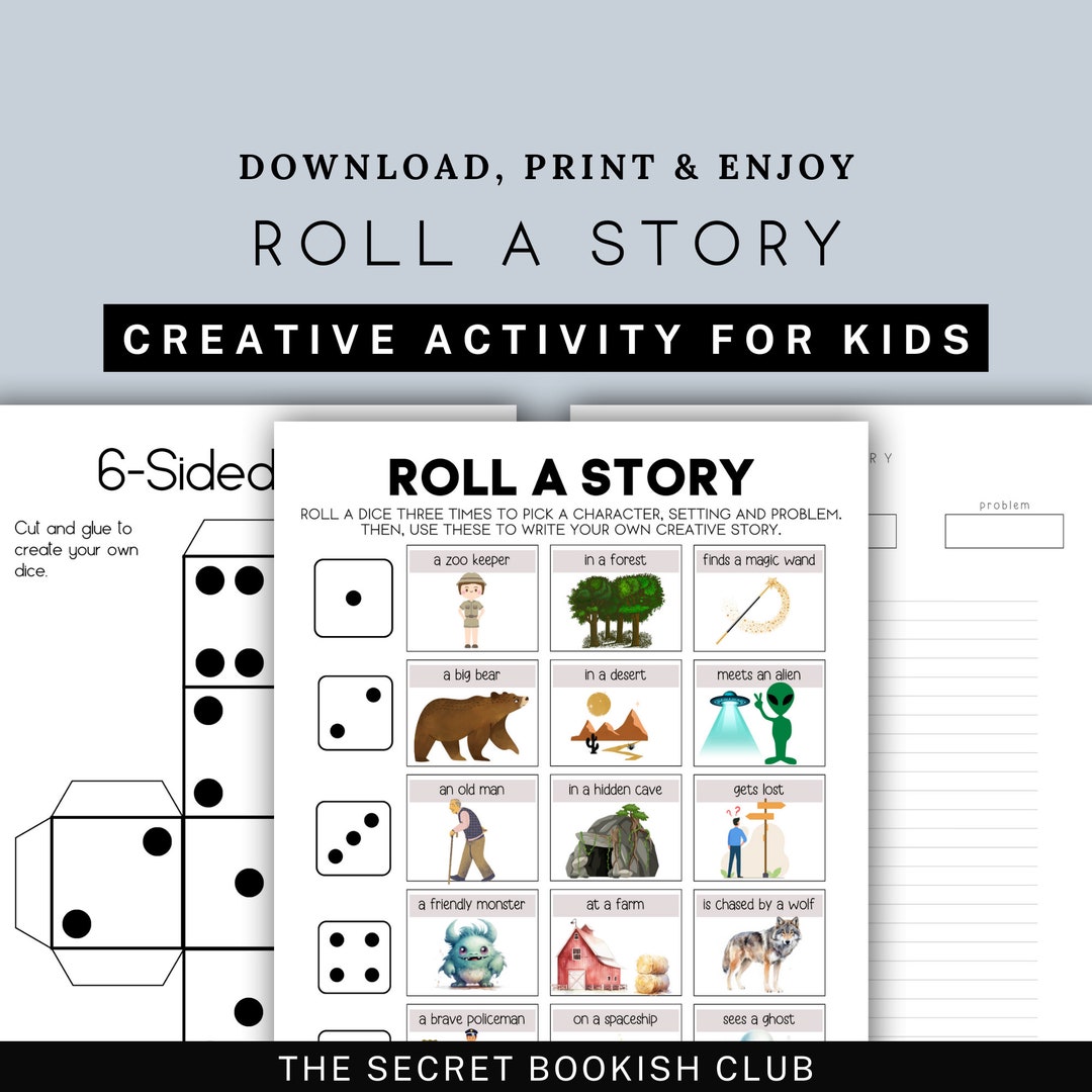 Story Game for Kids, Roll A Story Game, Sleepover Party Game, Family ...