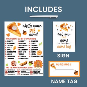 Whats Your Pie Name, Thanksgiving Game, Thanksgiving Pie Party Decor ...