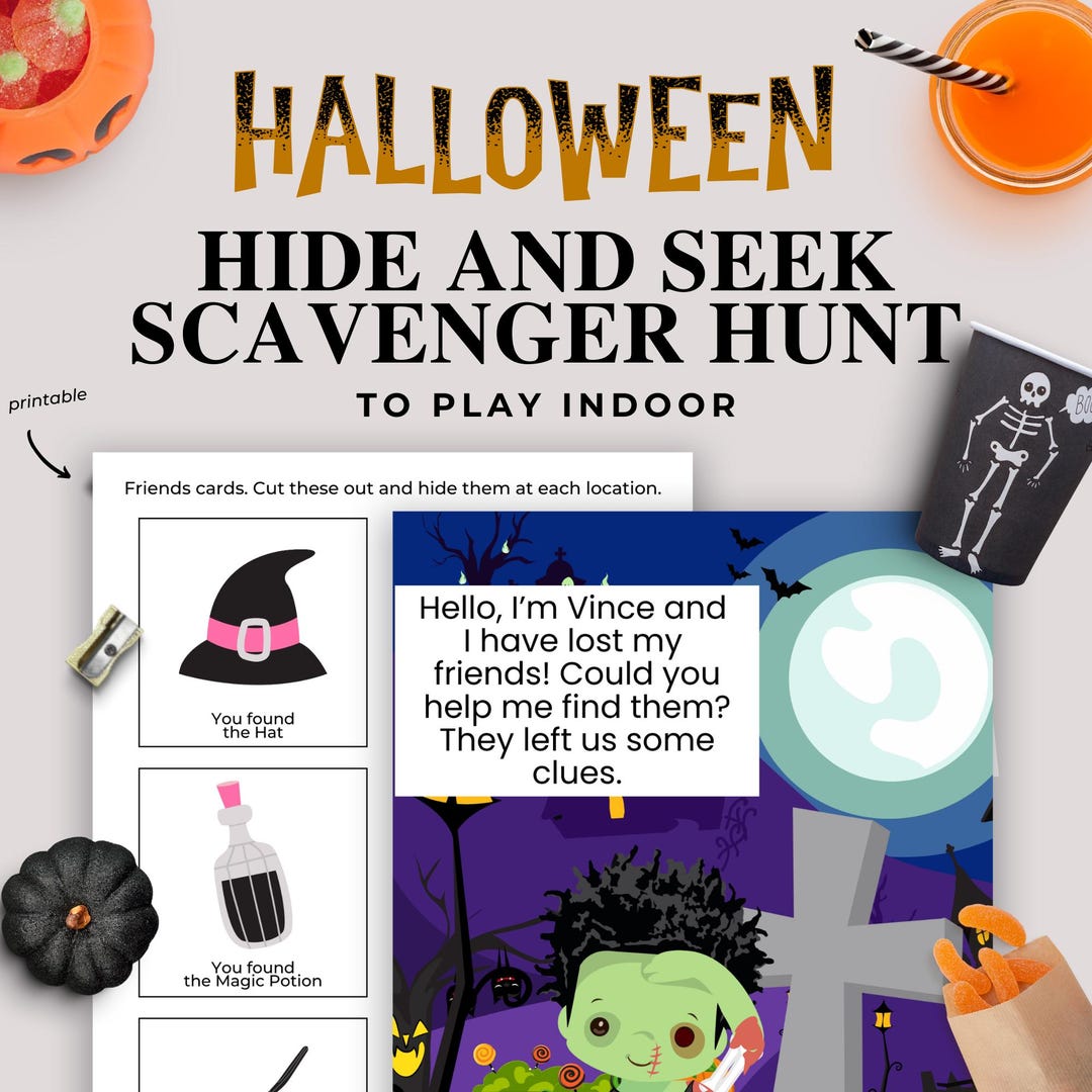 Halloween Scavenger Hunt, I Spy Game, Preschooler Halloween Party Games ...