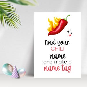 What's Your Chili Name Party Game, Chili Cook off Contest, Chili Party ...