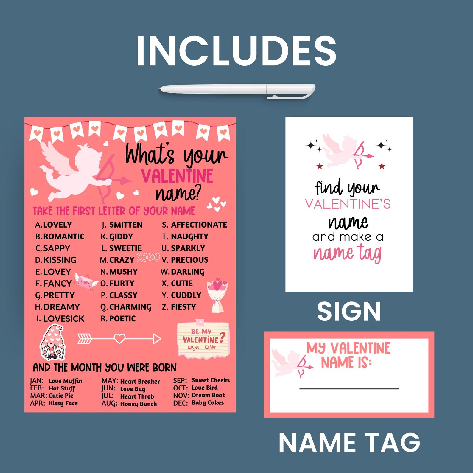Your Valentines Name Game, Cupid Game, Valentines Day Activity for Kids ...