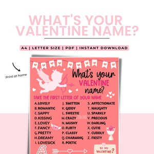 Your Valentines Name Game, Cupid Game, Valentines Day Activity for Kids ...