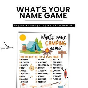 Camping Activities, Campfire Games, Birthday Sign, What's Your Camping ...