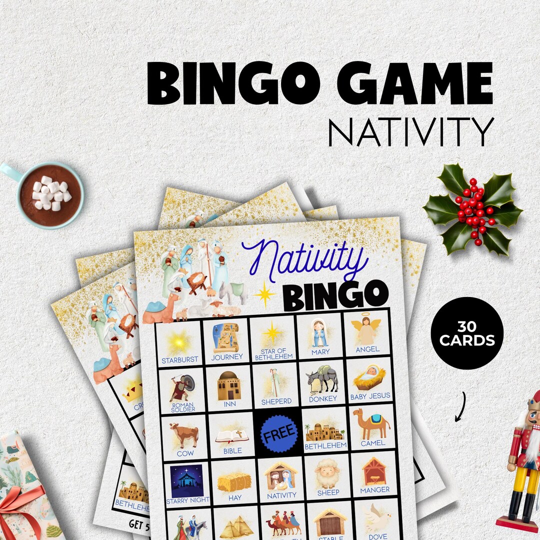 Nativity Bingo Game Cards, Christmas Nativity Bingo Cards, Large Group ...