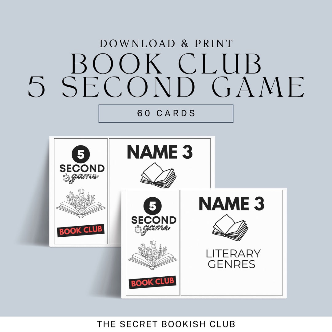 Book Club Meeting Game, Name 3 Literature Game, 5 Second Question Game ...