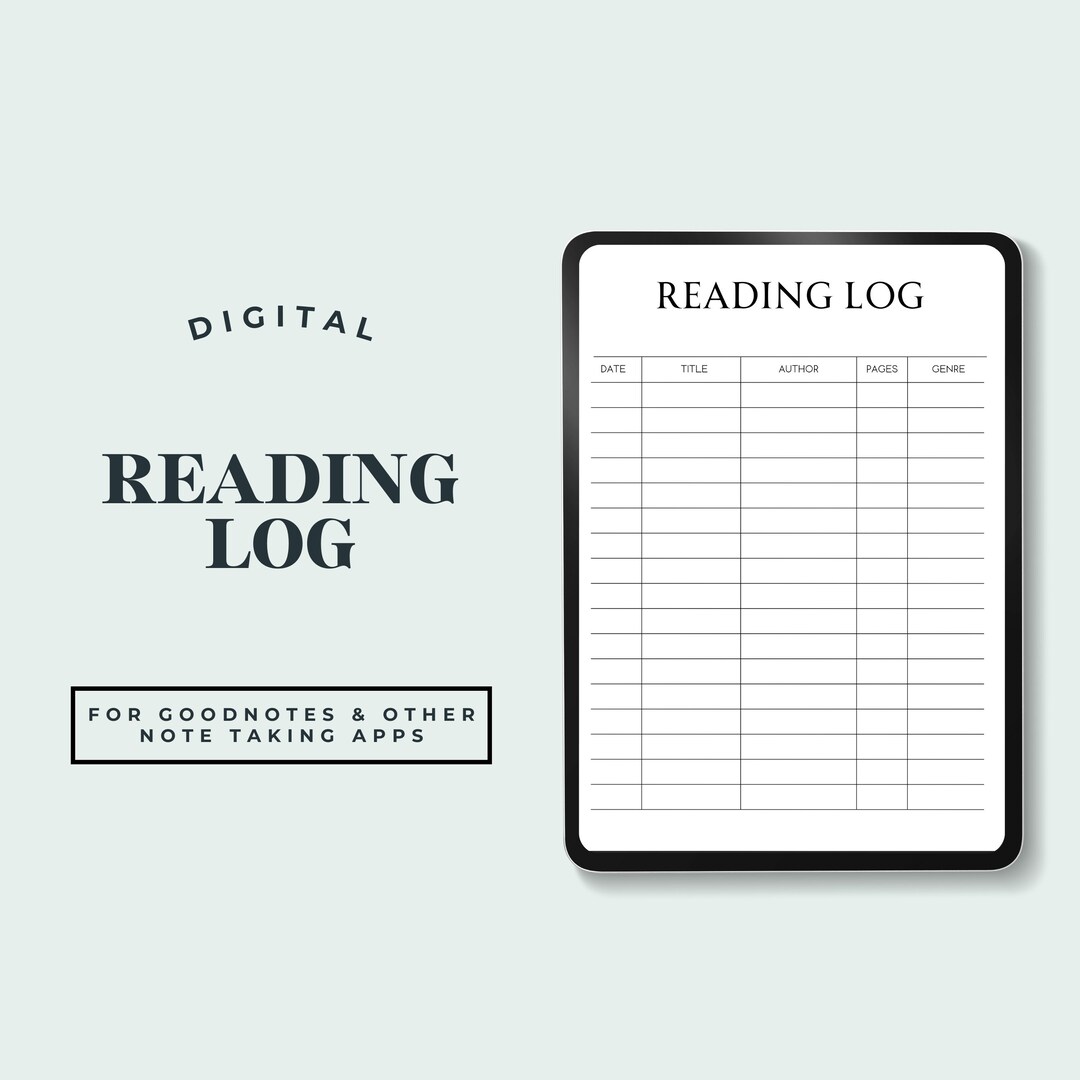 Digital Reading Log for Ipad, Reading Tracker for Goodnotes, Reading ...
