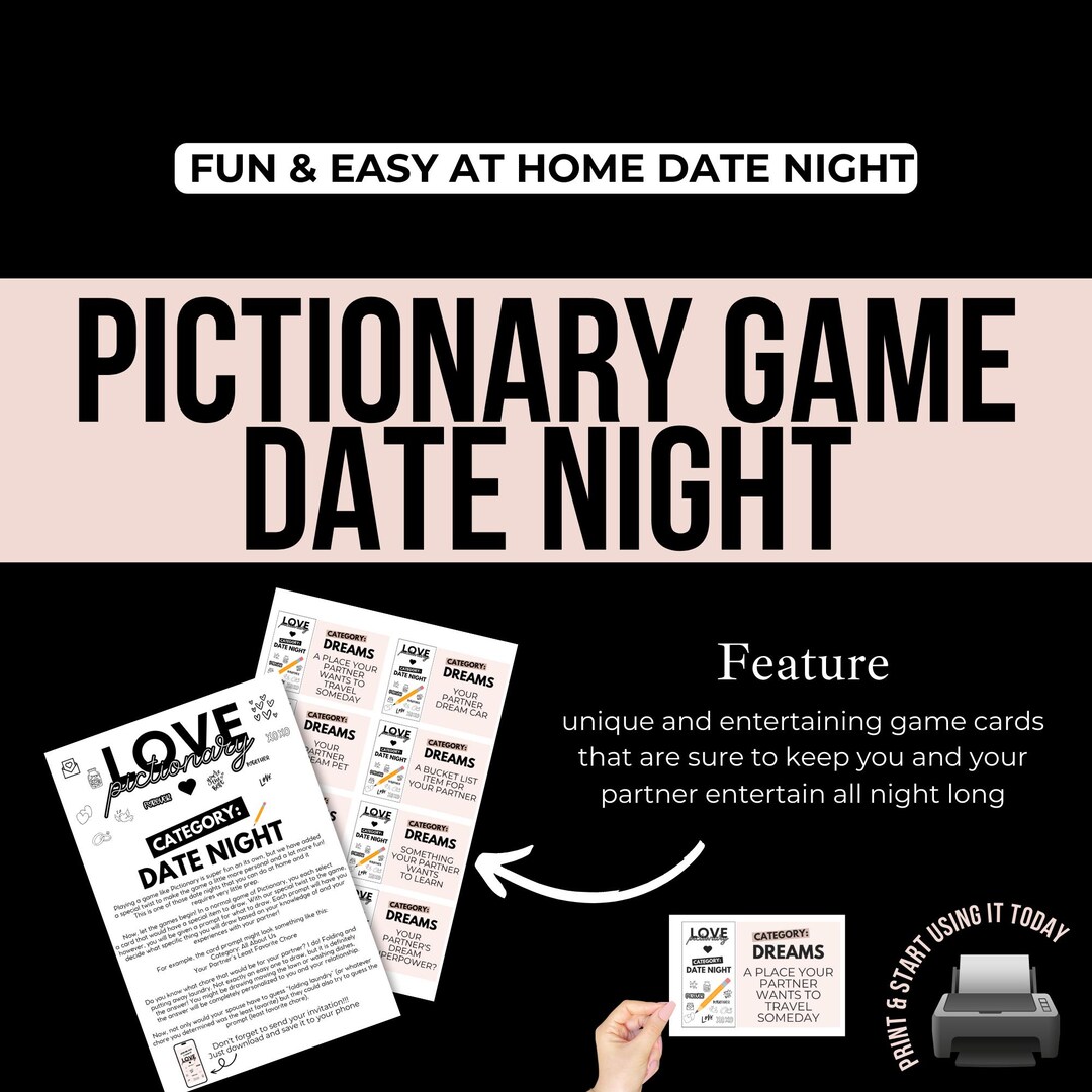 Pictionary Game Cards for Couple, Fun Couple Game Night, Easy Date ...