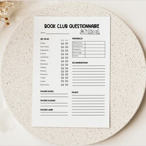 Book Club Schedule, Book Club Survey Questionnaire, Reading Group ...