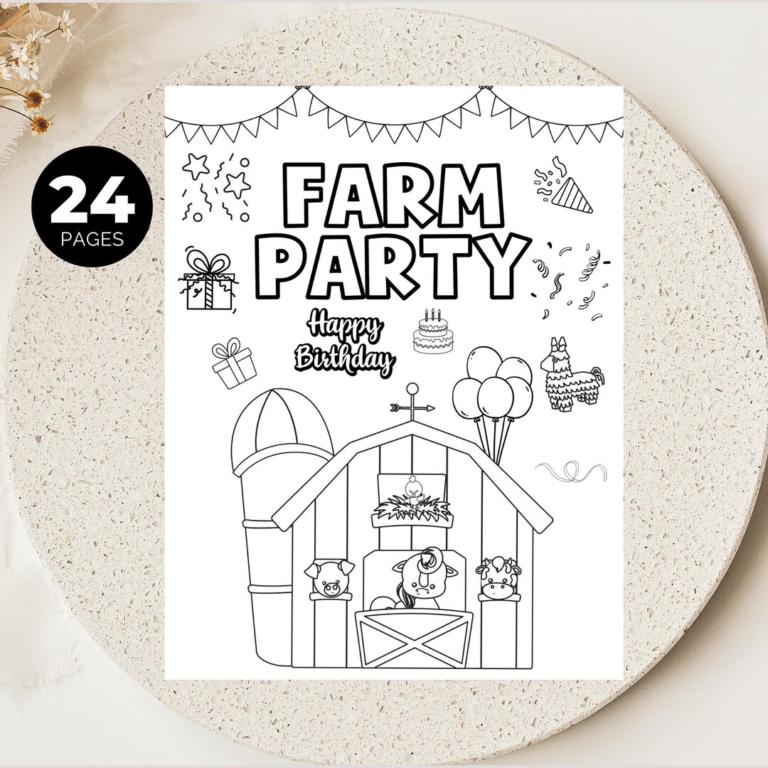 Farm Animals Birthday Party, Kids Farm Party Favors, Farm Coloring ...