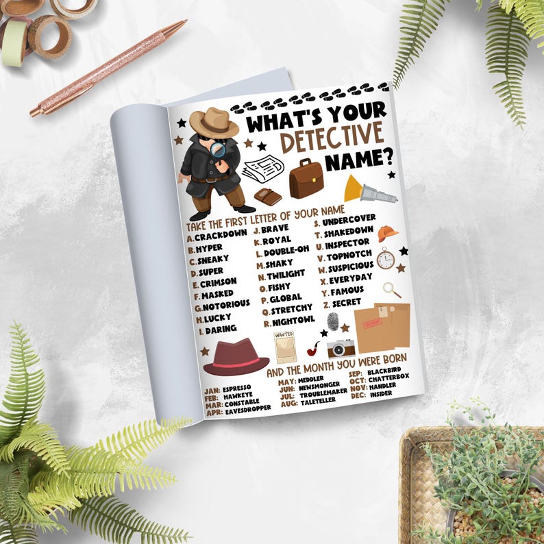 Find Your Detective Name, Spy Kids Party Game, Spy Secret Agent Badges ...