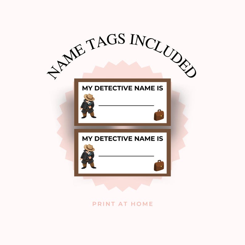 Find Your Detective Name, Spy Kids Party Game, Spy Secret Agent Badges ...