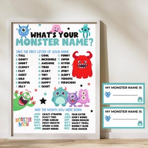 What's Your Monster Name Game, Monster Party Decor, Monsters Birthday ...