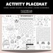 Baking Placemat Activity Sheet, Kids Cooking Party, Baking Birthday ...