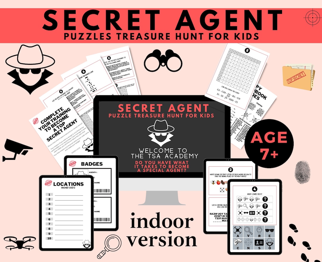 Spy Scavenger Hunt, Special Agent Escape Room for Kids, Secret Agent ...