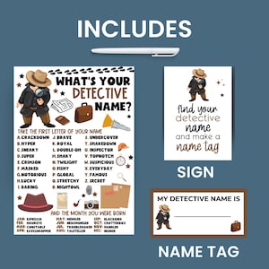 Find Your Detective Name, Spy Kids Party Game, Spy Secret Agent Badges ...