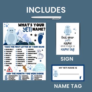 What's Your Yeti Name Party Game, Winter Games for Kids, Onederland ...