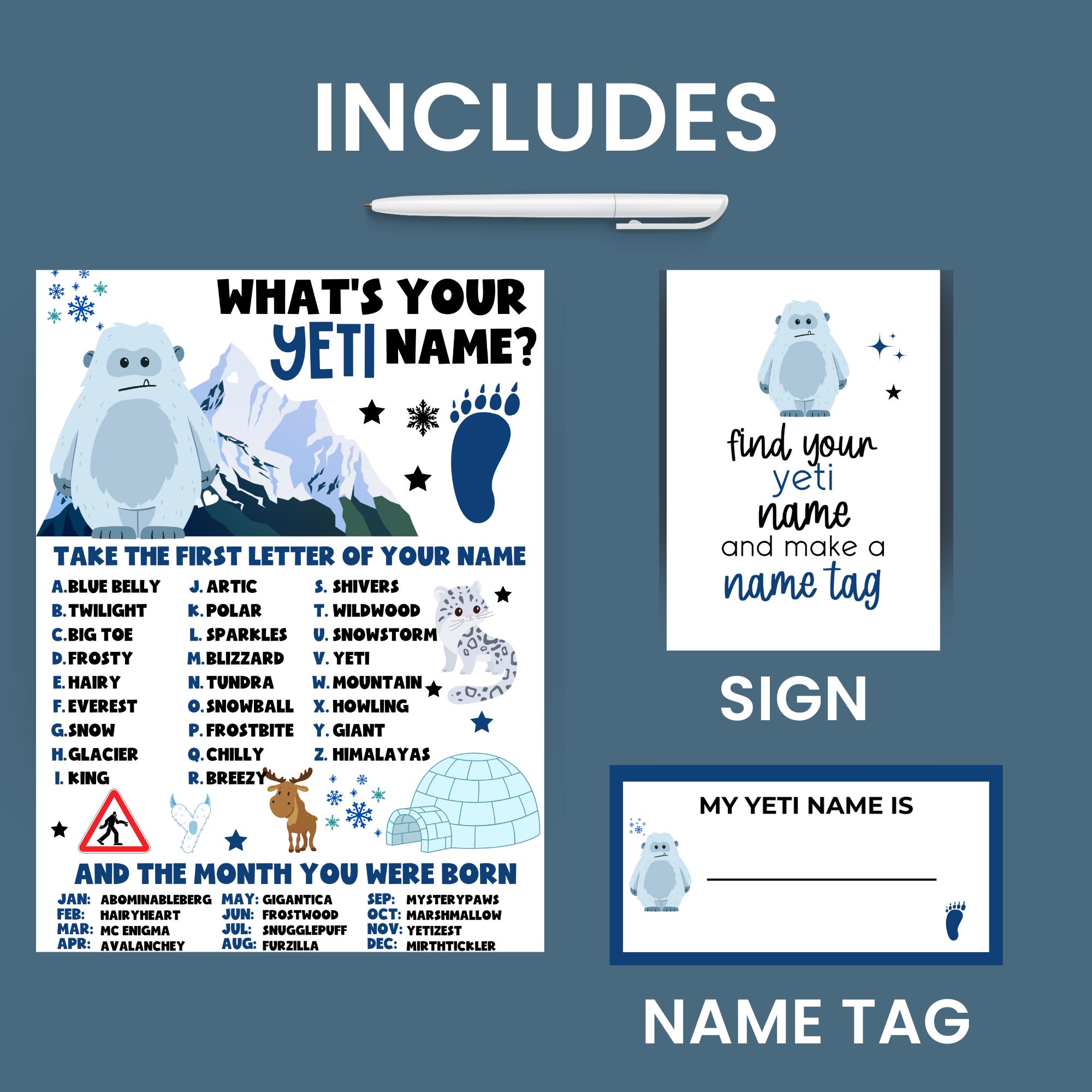 What's Your Yeti Name Party Game, Elf Christmas Game, Christmas Party ...