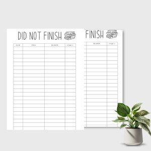 Did Not Finish Tracker Printable, DNF Reading List, Reading Book Log ...