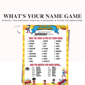 Whats Your Superhero Name Printable, Superhero Name Game, Superhero ...