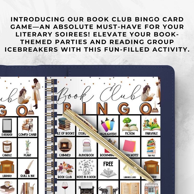 Fun Activity for Book-themed Party, Book Club Bingo Card Game ...