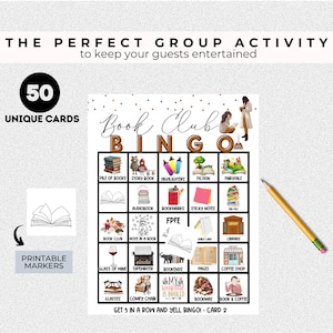 Fun Activity for Book-themed Party, Book Club Bingo Card Game ...