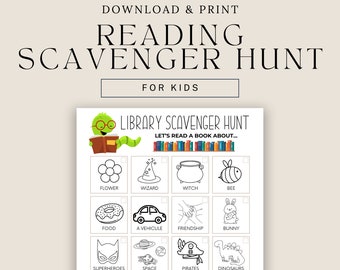 Library Scavenger Hunt, Printable School Book Scavenger Hunt, Kids ...