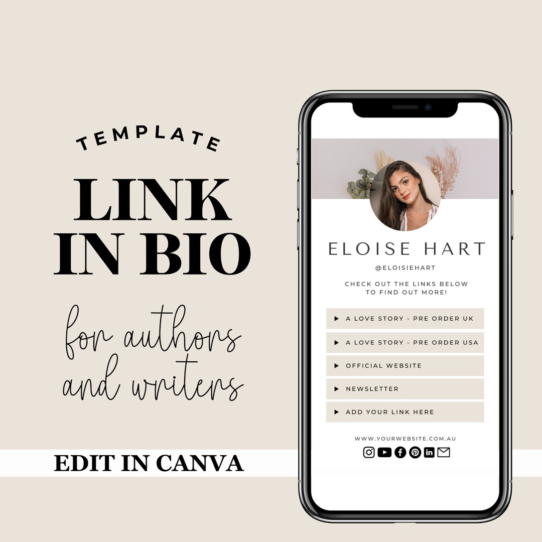Author Link in Bio Template Canva, Writer Coach Instagram Landing Page ...
