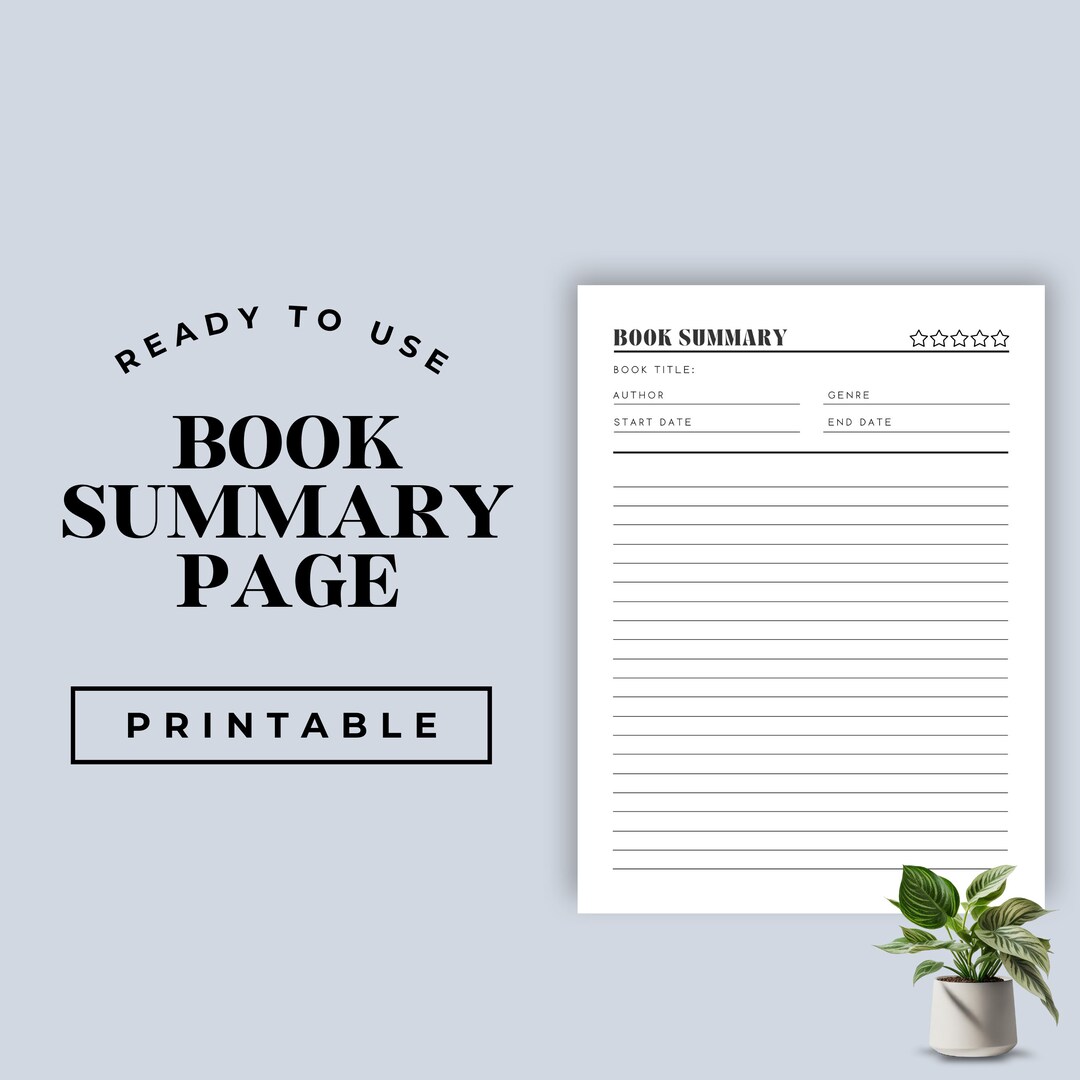 Book Summary, Minimalist Planner Refill, A5 Planner Insert, Book ...