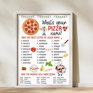 Pizza Name Generator, Family Pizza Night Party, Pizza Birthday Decor ...