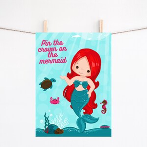 Pin the Crown on the Mermaid, Mermaid Birthday Party, Girls Kids Party ...