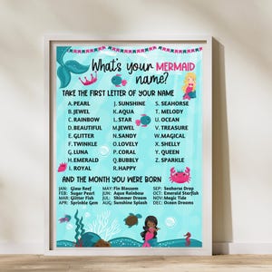 Mermaid Name Generator Game, Mermaid Party Welcome Sign, Mermaid ...
